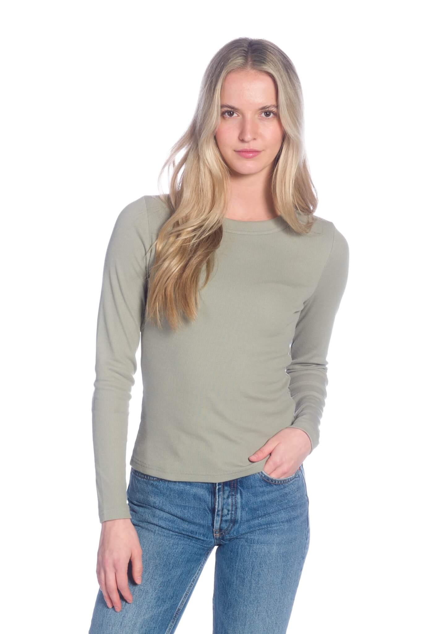 Long Sleeve Crew Neck Rib Top - DKR & Company Apparel / Clothes Out Trading