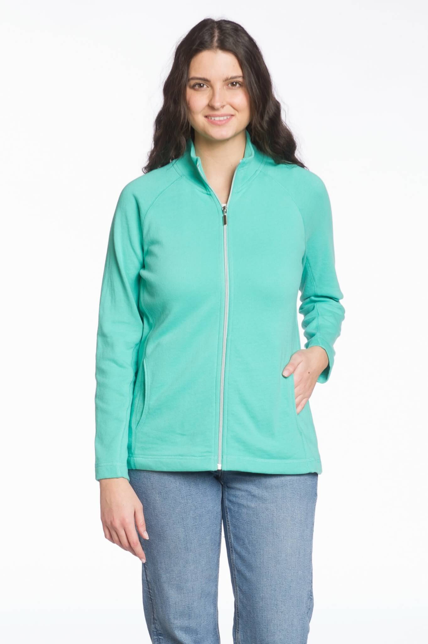 Long Sleeve Full Zip Jacket with Stand Collar and Pockets - DKR ...